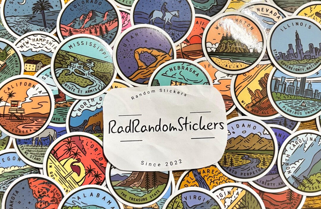 Small USA State Stickers for Laptops, Skateboards, Phones, Rewards ...