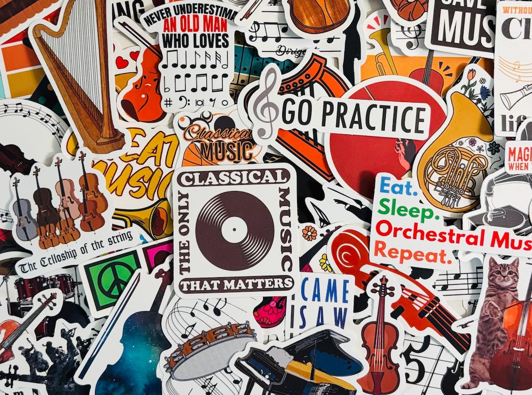Music, Orchestra, Band Themed Stickers Pack of 10, 20 or 50 Decals for ...