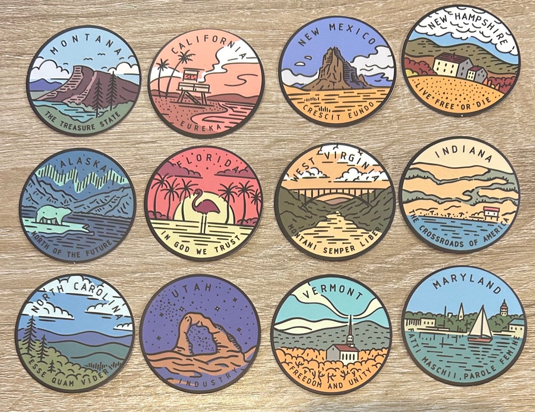 USA State Stickers for Laptops, Skateboards, Phones, Rewards, Water ...