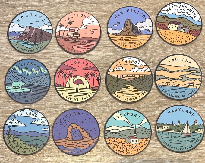 USA State Stickers for Laptops, Skateboards, Phones, Rewards, Water ...