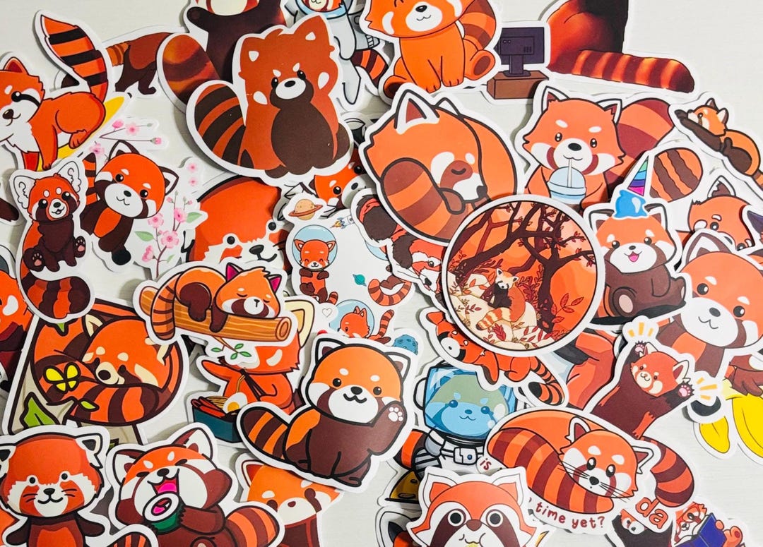Red Panda Stickers Pack of 10, 20 or 50 Decals for Planners, Journals ...