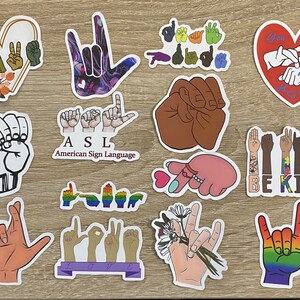 5-50 Pack ASL, Sign Language Stickers for Laptops, Skateboards, Phones ...