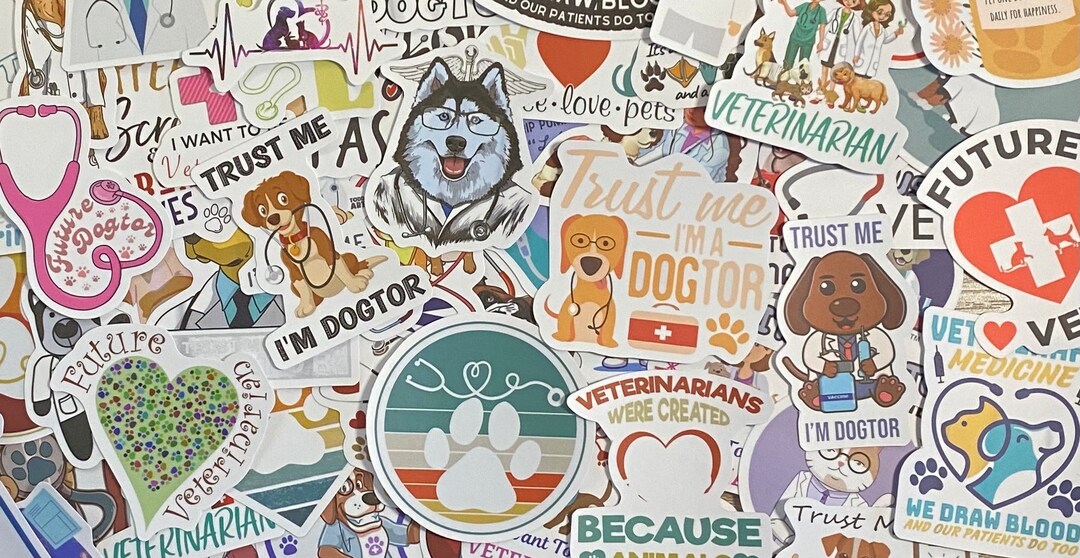 5-50 Pack Veterinarian, Vet, Animal Doctor Stickers for Laptops ...