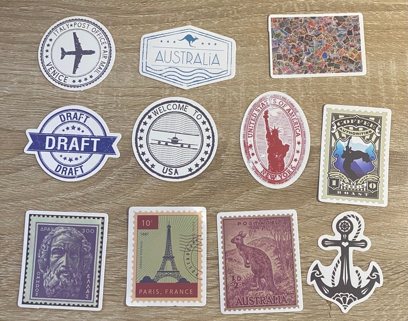 5-50 Pack Travel Passport Stamps Themed Stickers for - Etsy