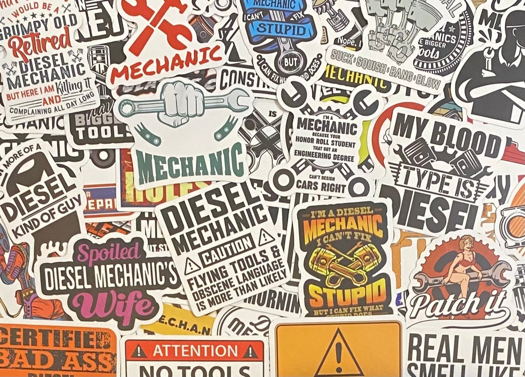 5-50 Pack Diesel Mechanic Stickers for Laptops, Skateboards, Phones ...