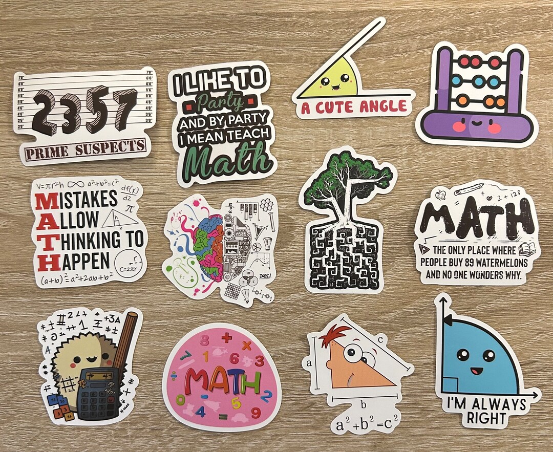 5-50 Pack Math Themed Stickers for Laptops, Skateboards, Phones ...