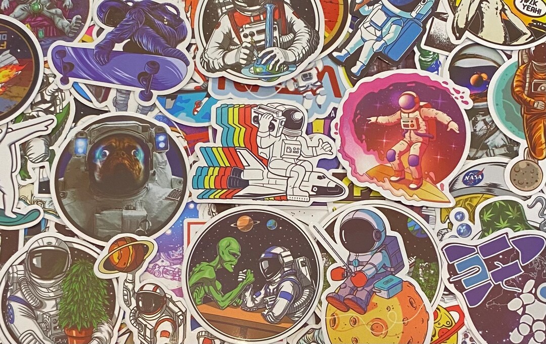 5-50 Pack Astronaut Themed Stickers for Laptops, Skateboards, Phones ...