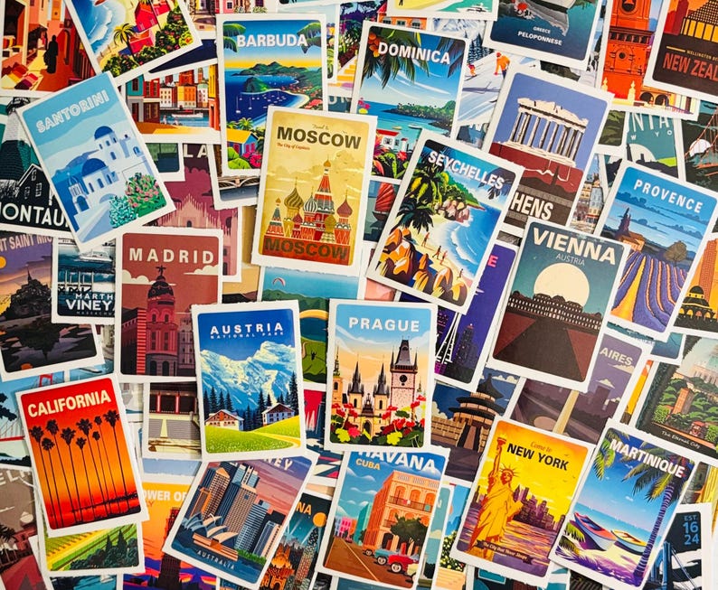 World Travel Stickers, Passport, Journey, Journal Decals - Etsy