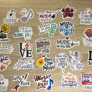 5-20 Pack Music Themed Stickers for Laptops, Skateboards, Phones ...