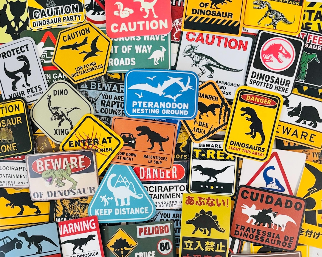 Dinosaur Warning Stickers Decals for Planners, Journals, Decorations ...