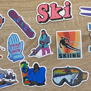 5-50 Pack Skiing, Snowboarding Themed Stickers for Laptops, Skateboards ...
