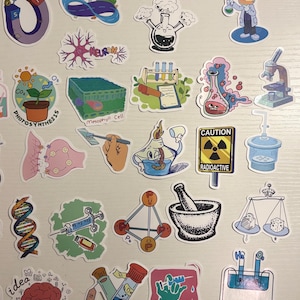 Science Themed Stickers Pack of 10, 20 or 50 Decals for Planners ...