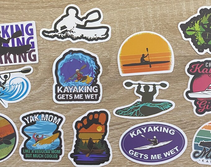 5-50 Pack Kayaking Themed Stickers for Laptops, Skateboards, Phones ...
