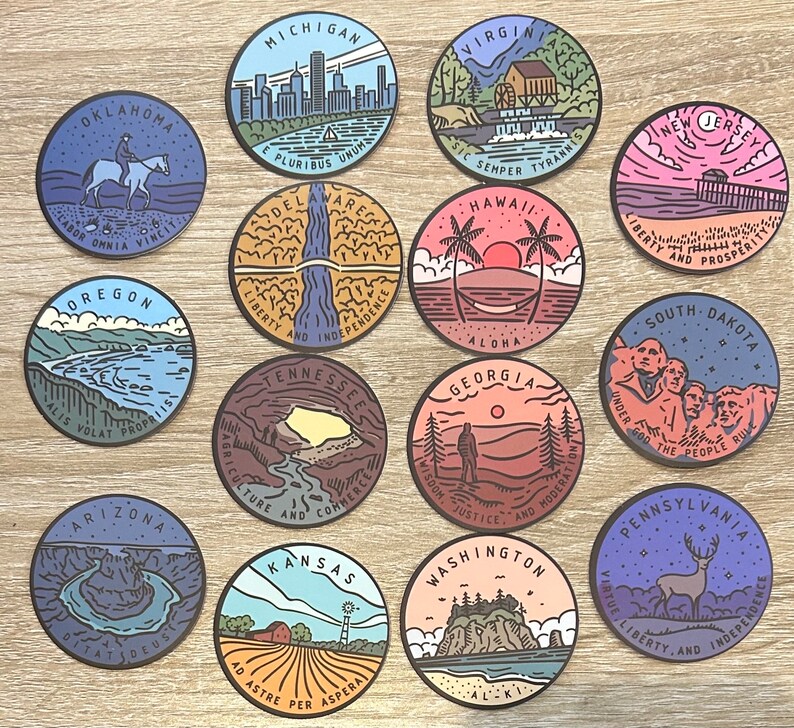 USA State Stickers for Laptops, Skateboards, Phones, Rewards, Water ...