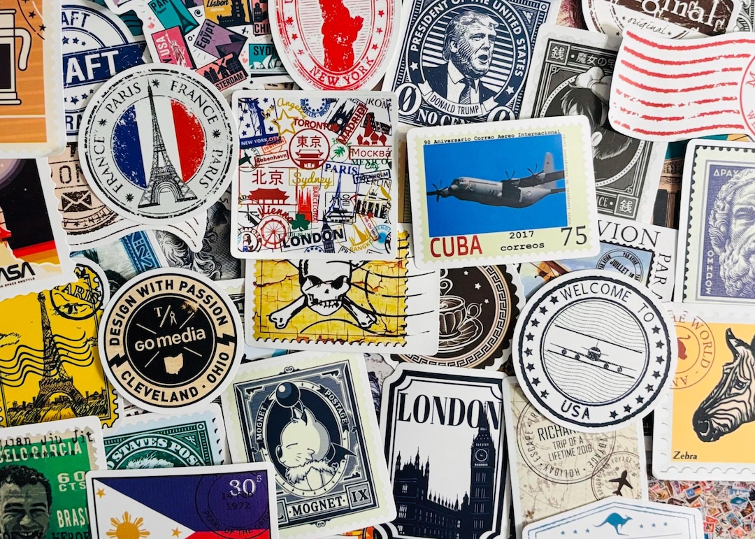 Travel, Passport, Stamps Themed Stickers Pack of 10, 20 or 50 Decals ...