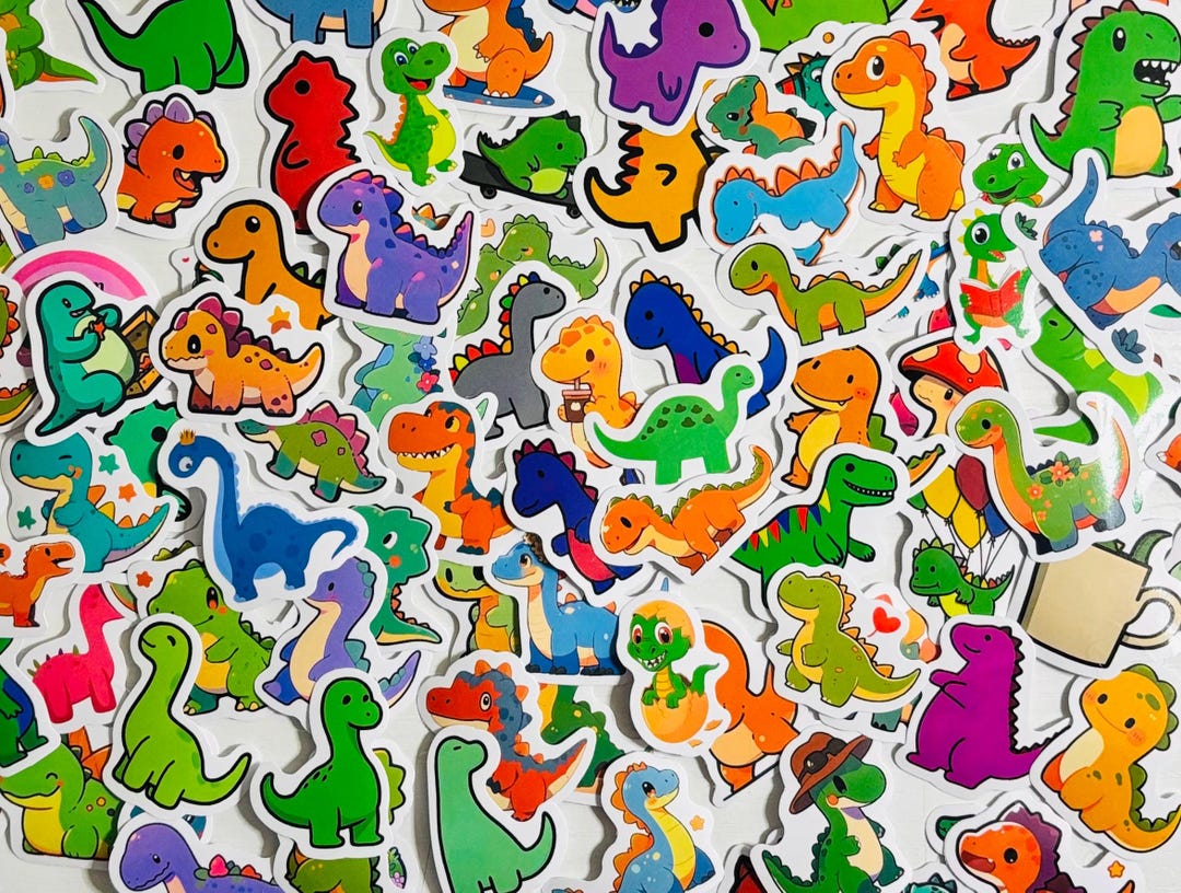 Small Dinosaur Stickers Pack of 20 or 50 Decals for Planners, Journals ...
