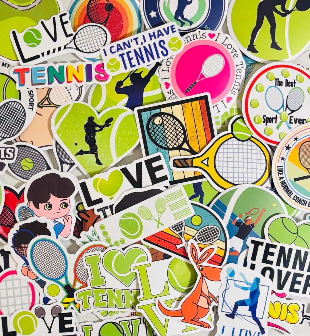Small Tennis Themed Stickers Pack of 10, 20 or 50 Decals for Planners ...
