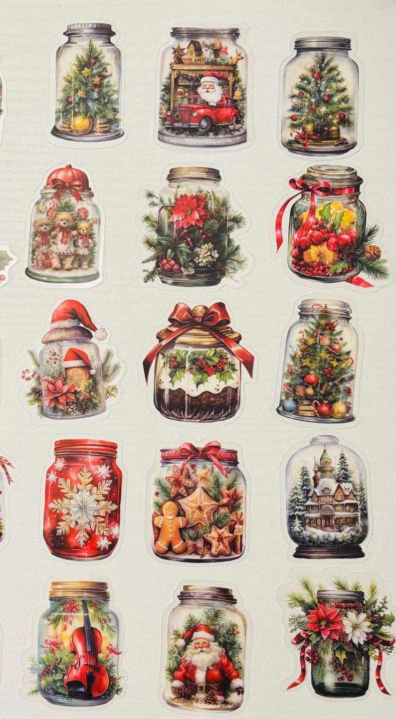 Christmas Jar Stickers, Festive Holiday Decals for Planners, Crafts ...