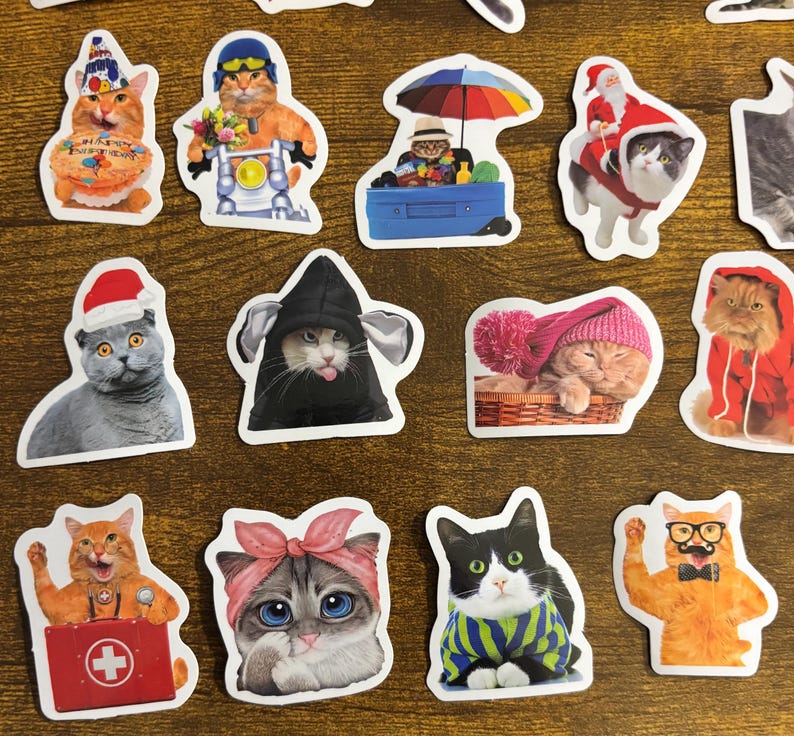 Small Cat Stickers for Laptops, Skateboards, Phones, Rewards, Water ...