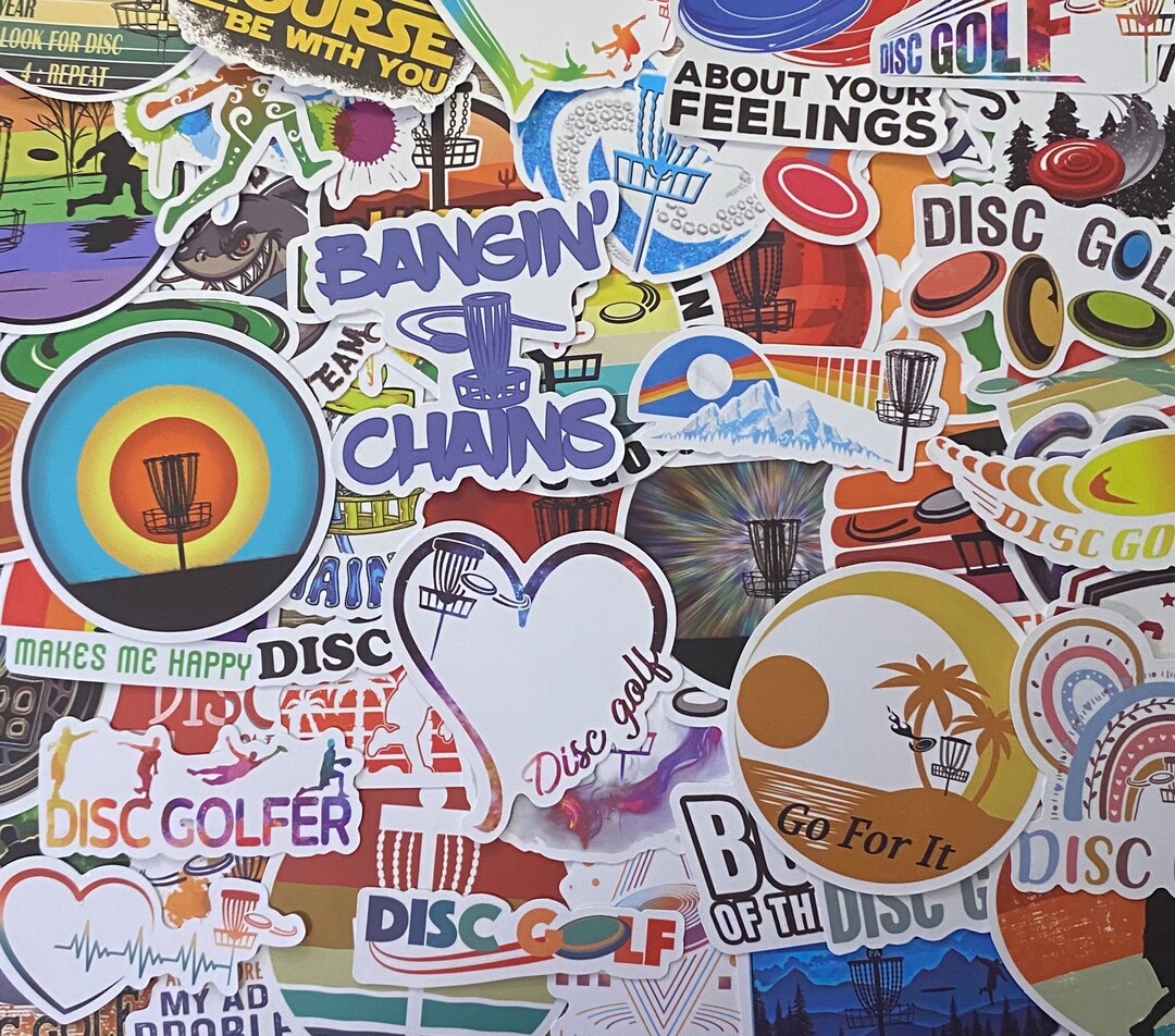 5-50 Pack Disc Golf Themed Stickers for Laptops, Skateboards, Phones ...
