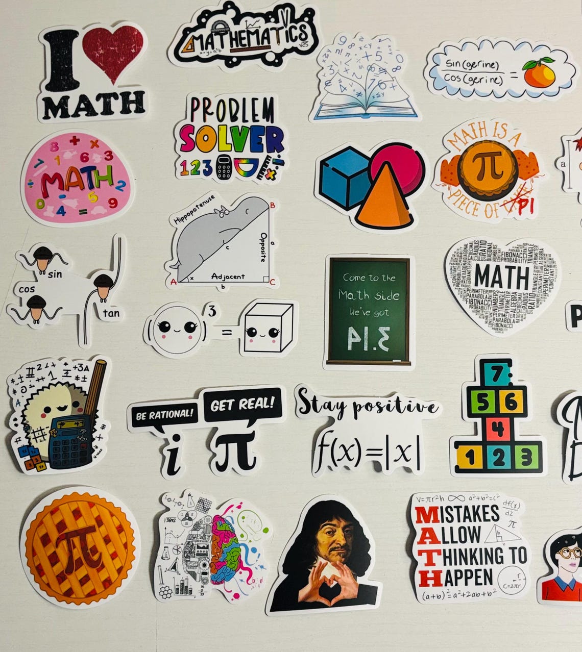 Math Themed Stickers Pack of 10, 20 or 50 Decals for Planners, Journals ...