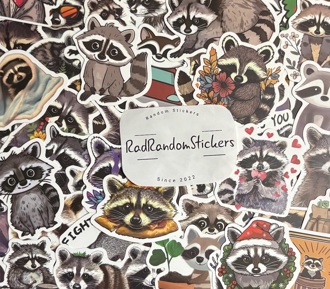 Raccoon Stickers Pack of 10, 20 or 50 Decals for Planners, Journals ...