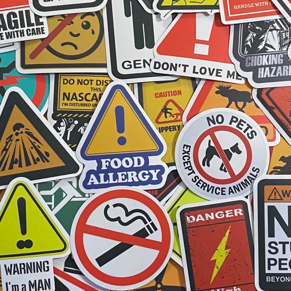 Warning Sign Stickers - Etsy