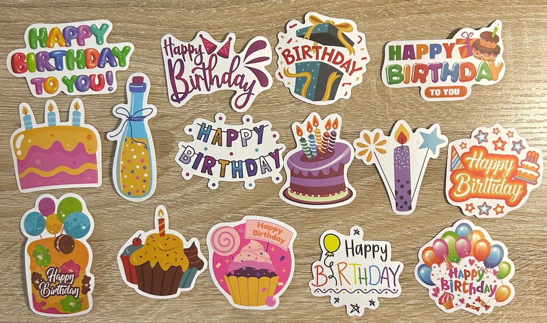 5-50 Pack Birthday Themed Stickers for Laptops, Skateboards, Phones ...