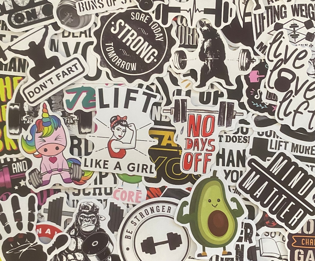 5-50 Pack Workout, Exercise, Weightlifiting Stickers for Laptops ...