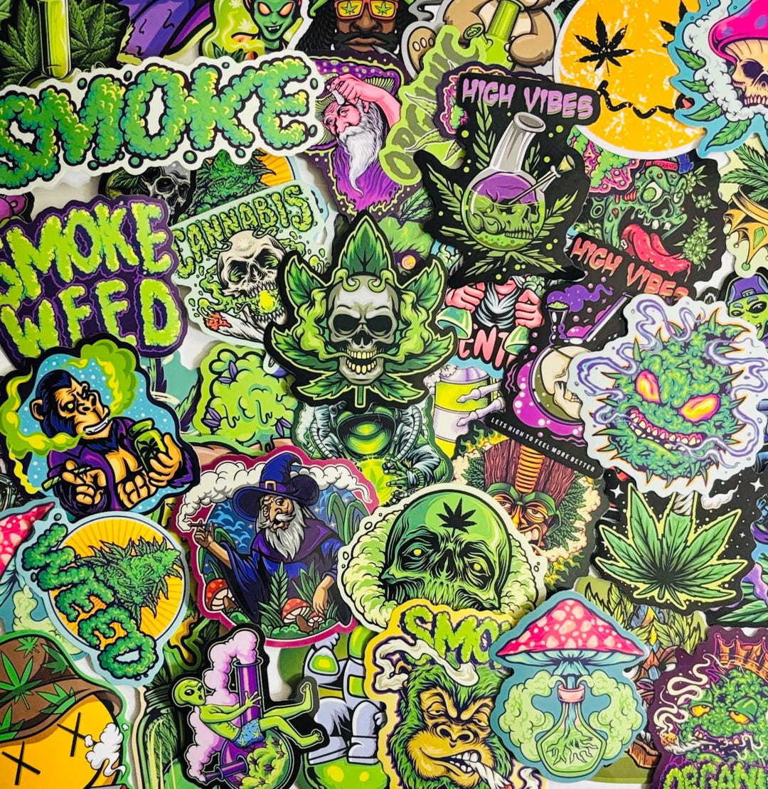 Weed Themed Stickers Pack of 10, 20 or 50 Decals for Planners, Journals ...