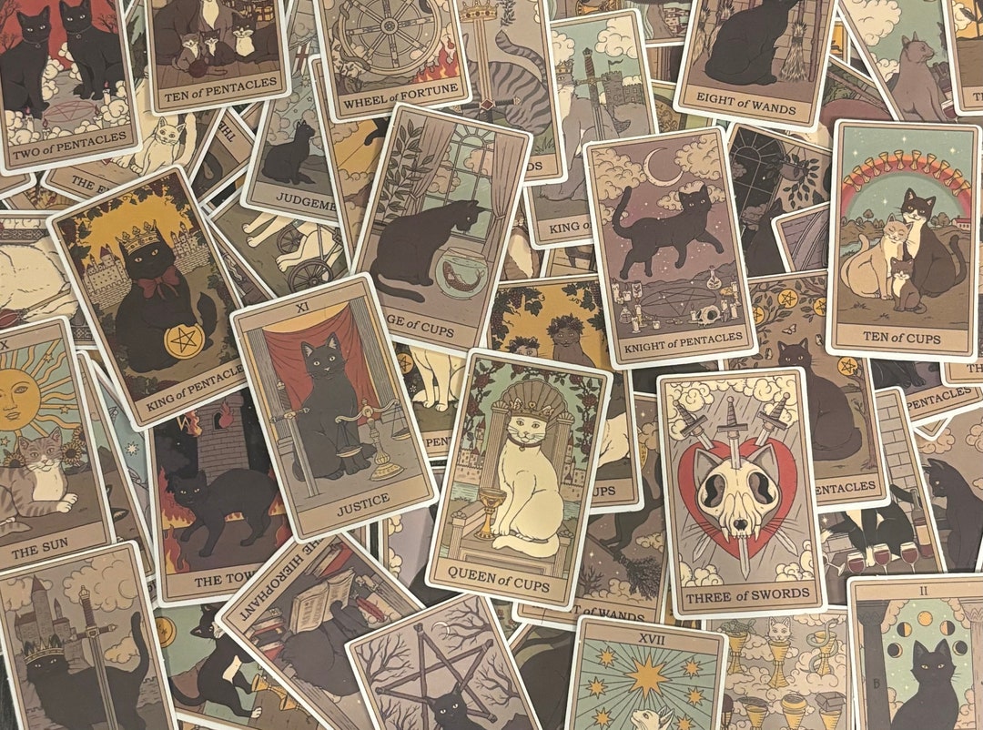 Cat Tarot Card Themed Stickers for Laptops, Skateboards, Phones ...