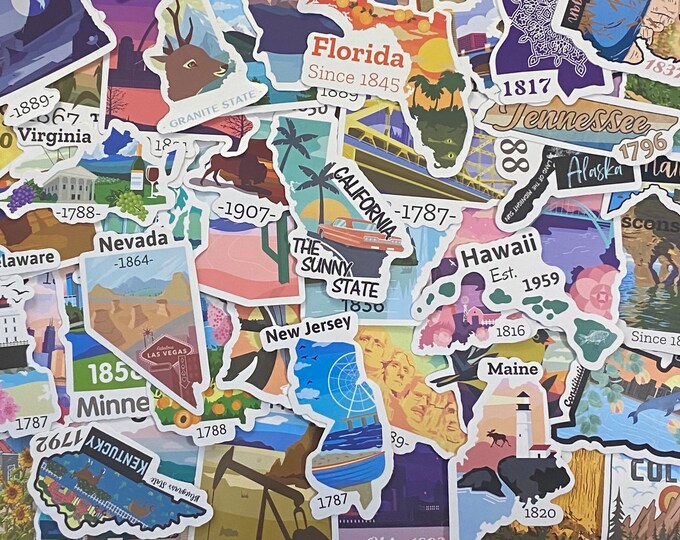 50 Pack of USA State Stickers for Laptops, Skateboards, Phones, Rewards ...