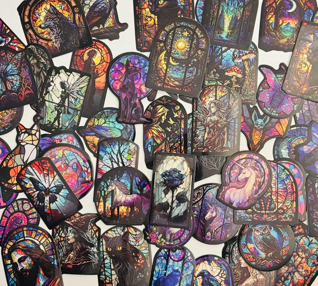 Cyberpunk Stained Glass Themed Stickers Pack of 10, 20 or 50 Decals for ...