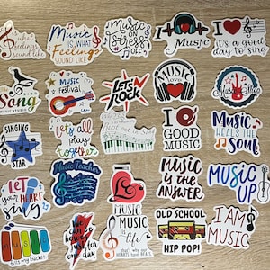5-20 Pack Music Themed Stickers for Laptops, Skateboards, Phones ...