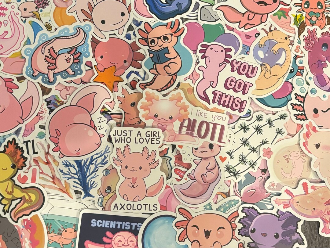 5-50 Pack Axolotl Stickers for Laptops, Skateboards, Phones, Rewards ...