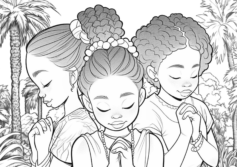 Praying Black Children Vol 2 Coloring Pages - Etsy