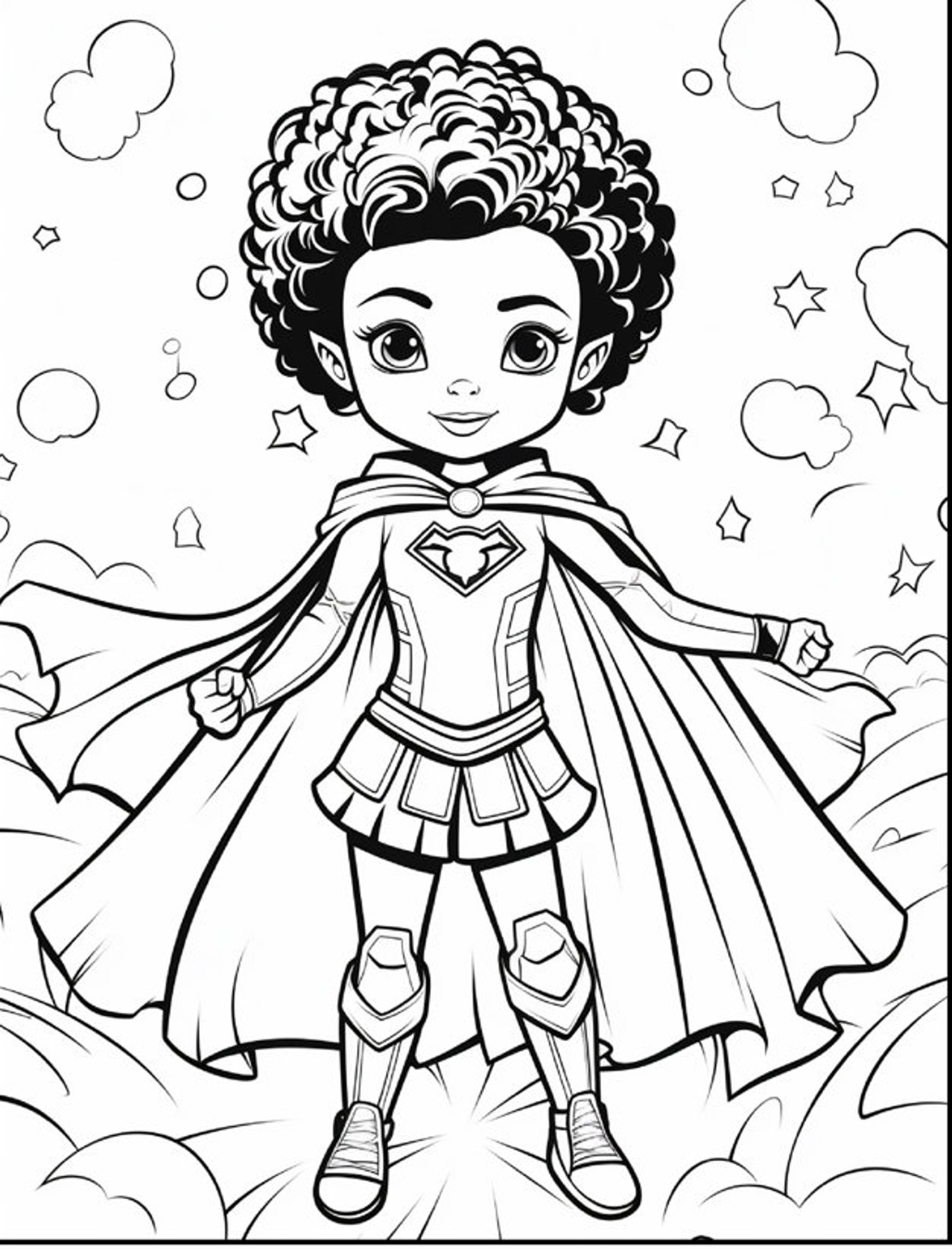 Cute Black Kid Coloring Pages 5 Pages - Etsy