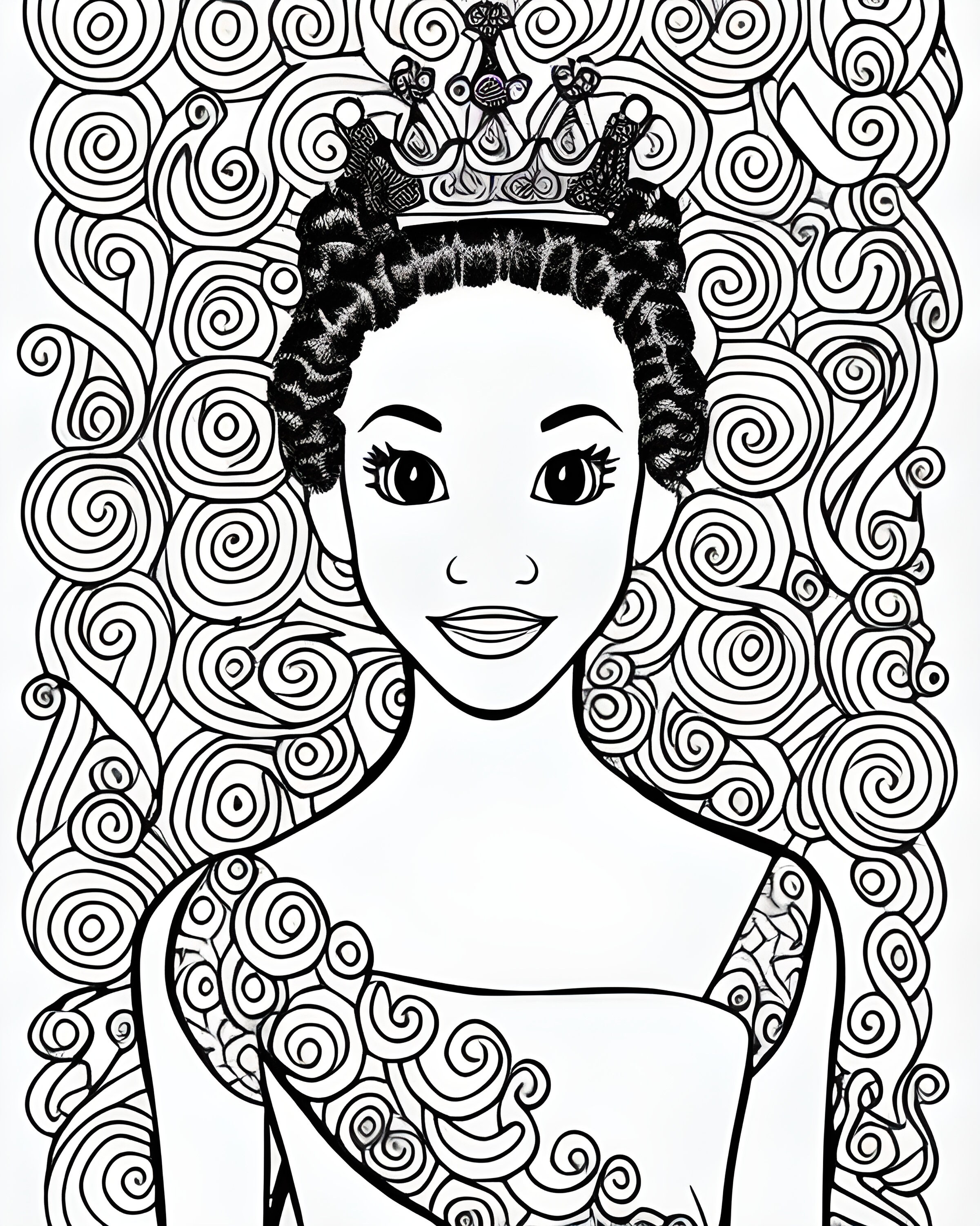 Black Princess Coloring Pages, Set of 5 - Etsy