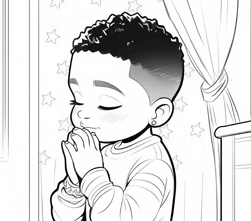Praying Black Children Vol 2 Coloring Pages - Etsy