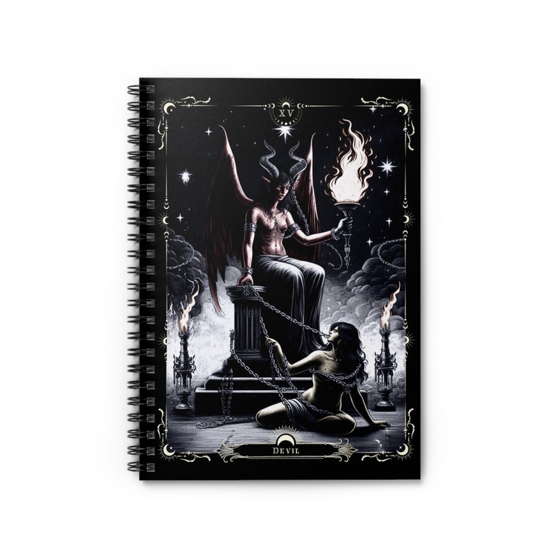Devil Tarot Card Spiral Bound Notebook, Unique Personalized Journal ...