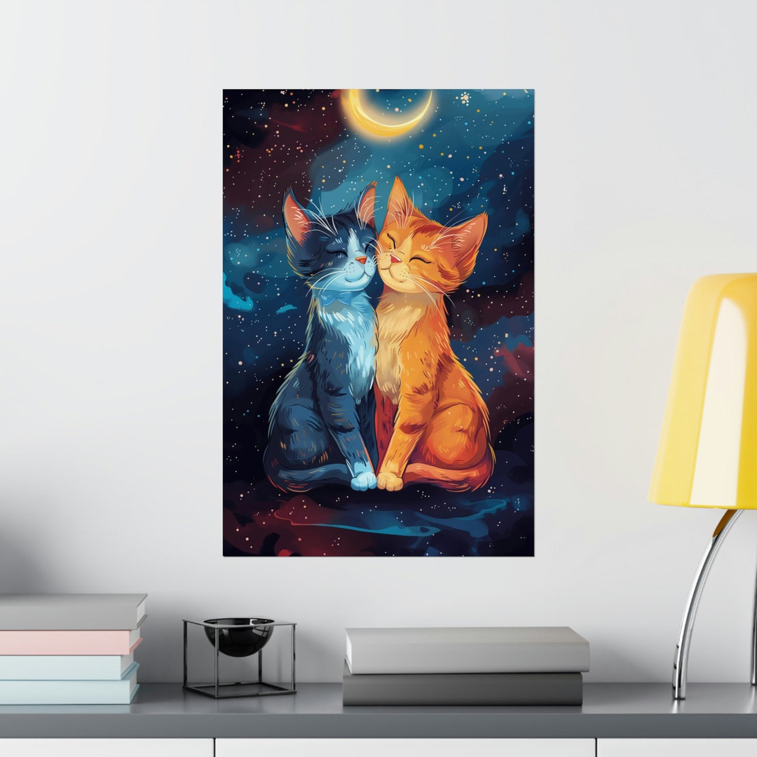 Gemini Cat Matte Poster Celestial Unity Gemini Cat Poster Print ...