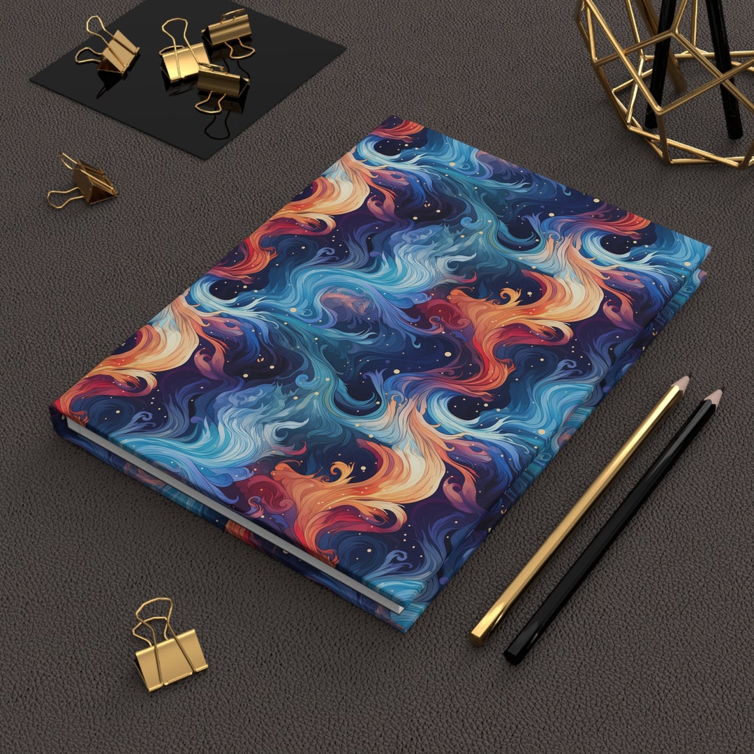 Feelings of Aquarius Hardcover Journal, Abstract Art Aquarius Notebook ...