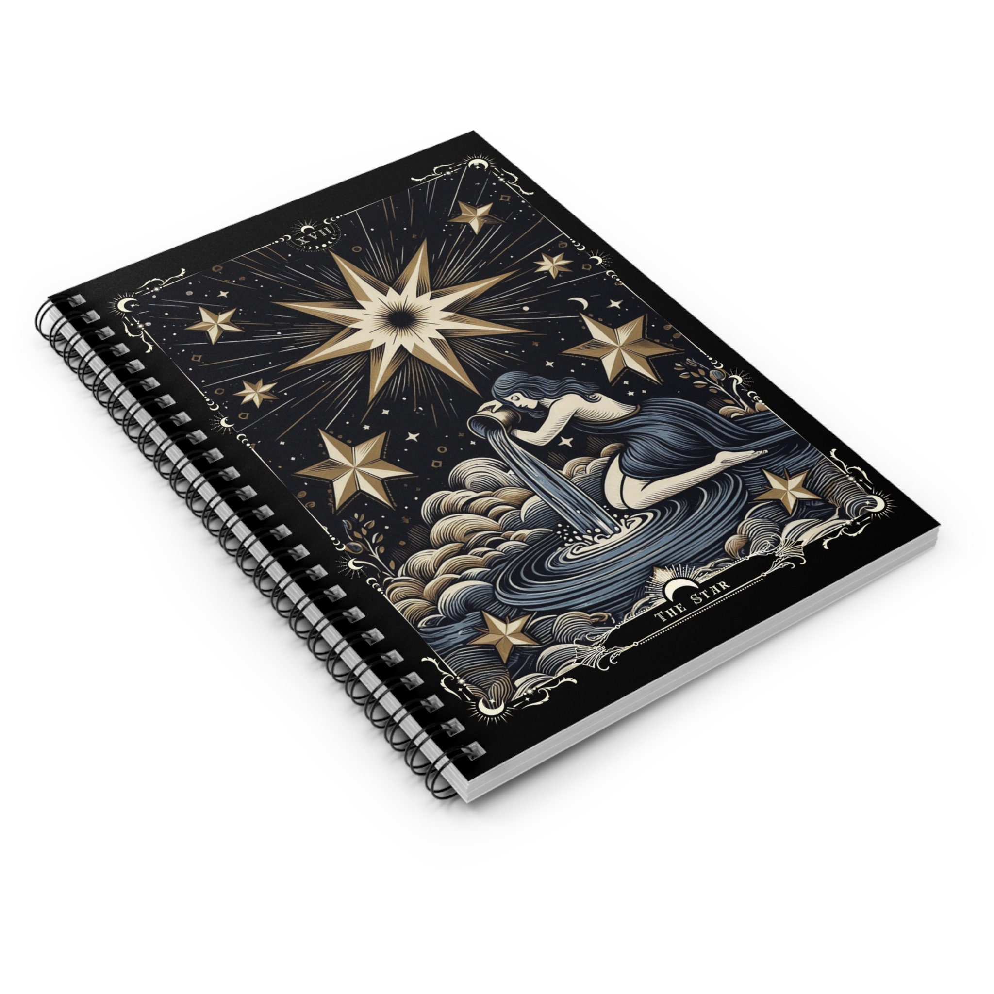 The Star Tarot Card Spiral Notebook, Unique Journal, Mystical Gift for Her, Desk Diary, Fortune ...