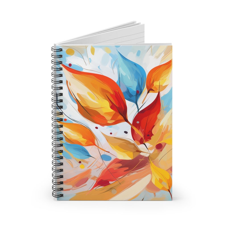 Abstract Autumn Leaves Spiral Bound Notebook, Unique Personalized ...