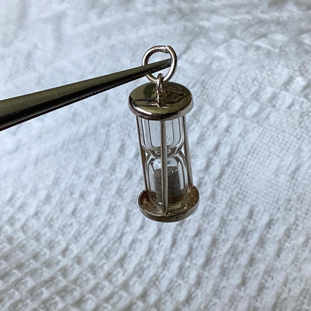 Silver Tiny Hourglass Charm, 925 Sterling Mark, Vintage Quality Jewelry ...