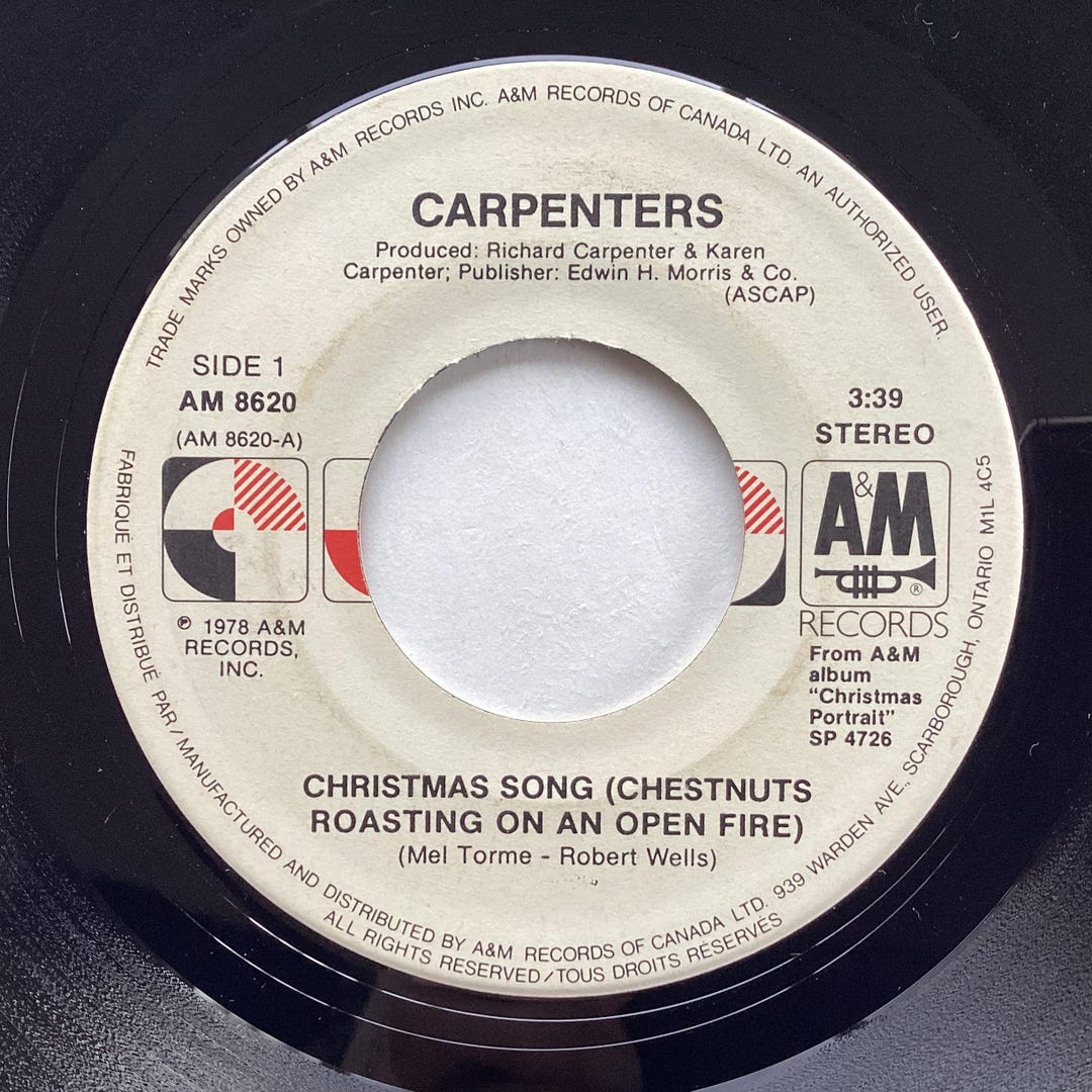 Carpenters 'christmas Song' 45 RPM Vinyl Record, 1978 Canada AM8620 - Etsy