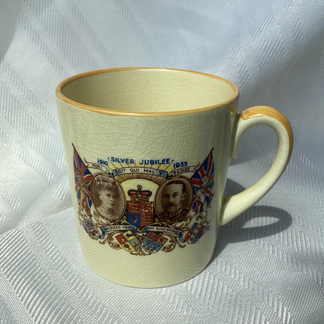 1935 King George V Silver Jubilee Mug British Royalty Vintage England ...