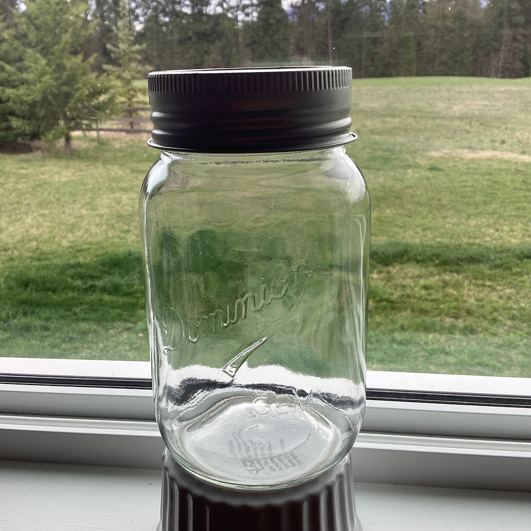 Dominion Gem Quart Round Body Canning Jar Underlined, Vintage 1952 ...
