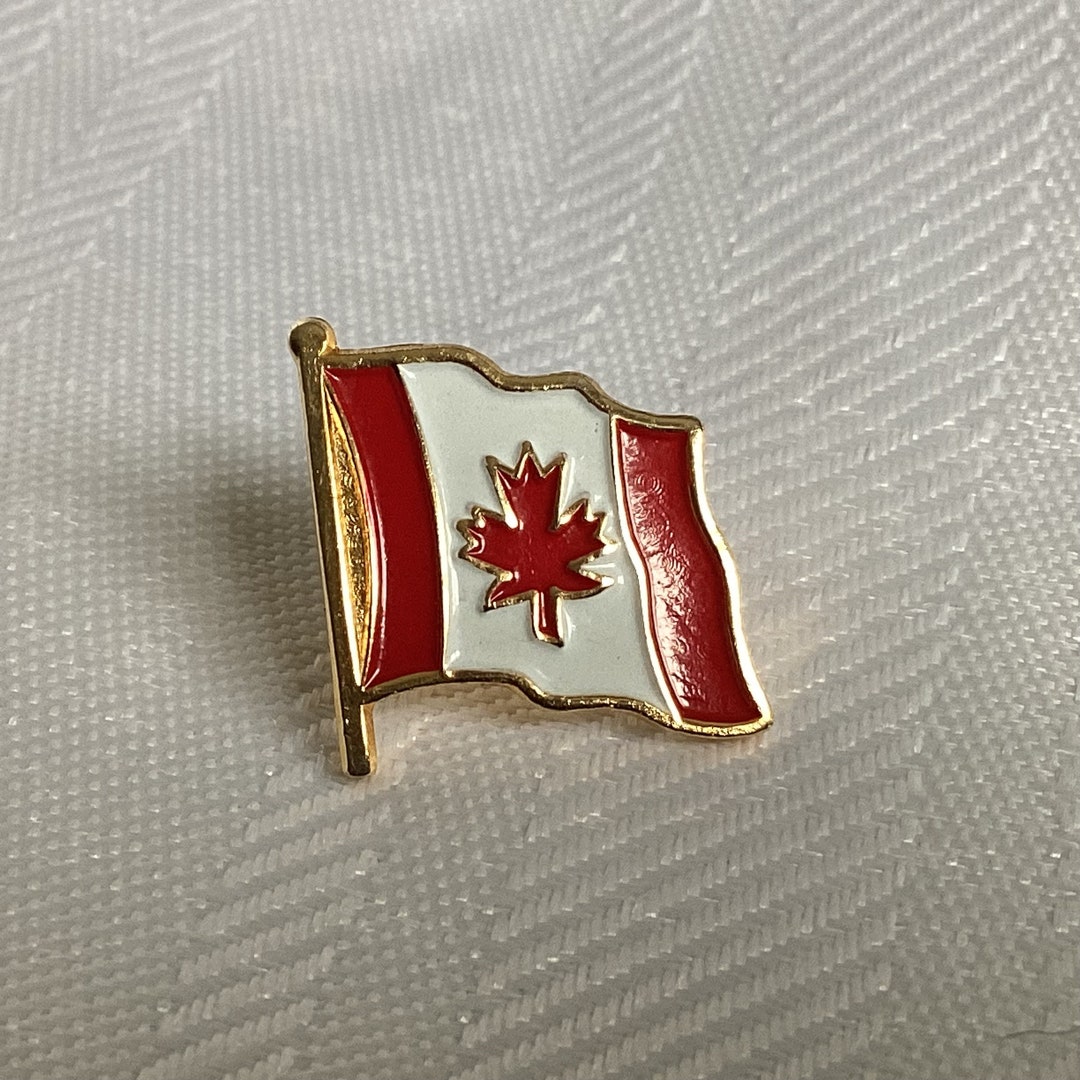 Vintage Canada Flag Enamel Lapel Pin, Made in Taiwan, Screw on Plastic ...