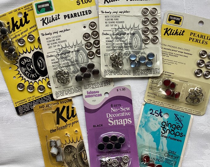 Vintage Klikit 7 Snap Fastener Packages, No Sew Decorative Snaps - Etsy